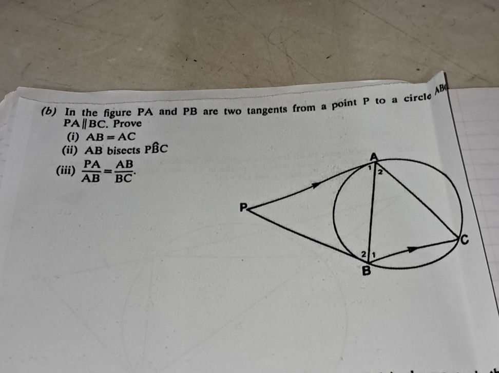 (b) In the figure PA and PB are two tangents | StudyX