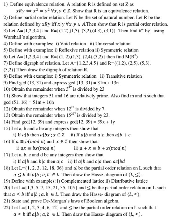1) Define equivalence relation. A relation | StudyX
