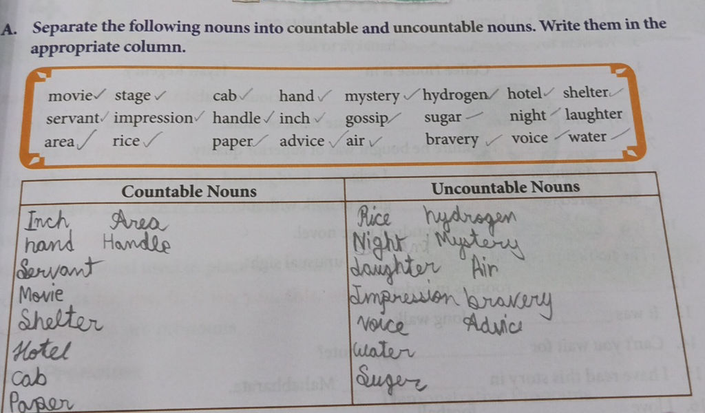 A. Separate the following nouns into | StudyX