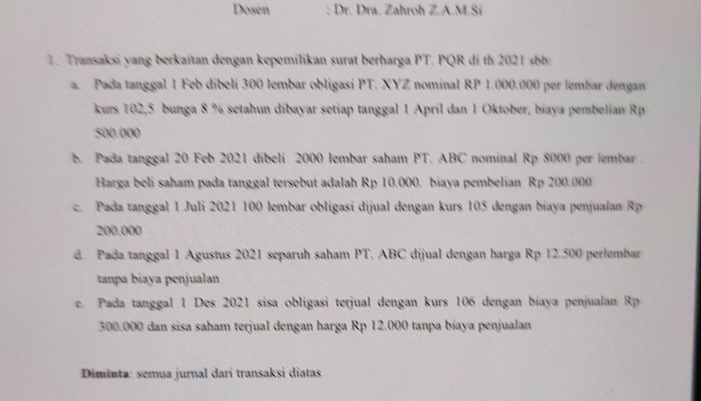 1. Transaksi yang berkaitan dengan | StudyX