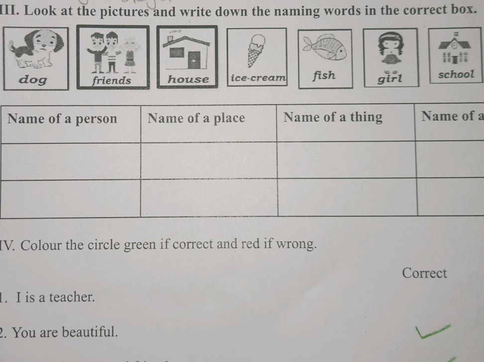 III. Look at the pictures and write down the | StudyX
