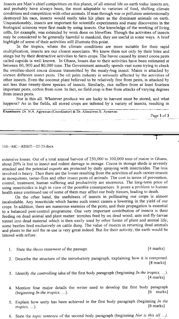 1. State the thesis statement of the | StudyX