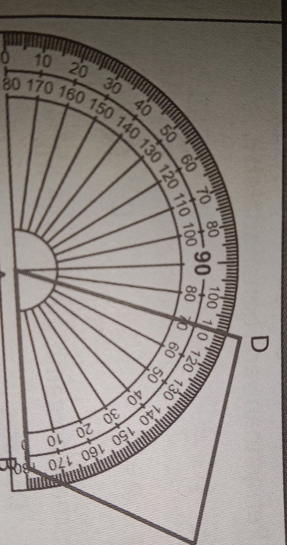 The image shows a protractor and a triangle. | StudyX