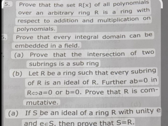 5. Prove that the set R[x] of all | StudyX