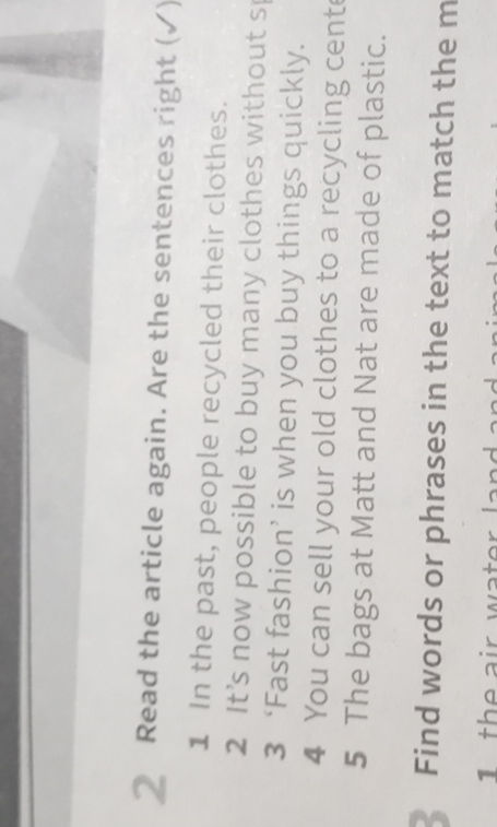 2 Read the article again. Are the sentences | StudyX