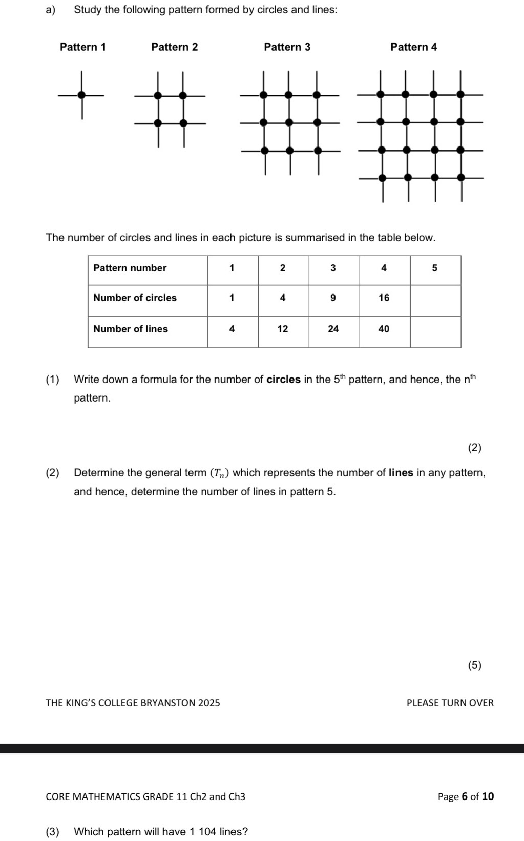 a) Study the following pattern formed by | StudyX