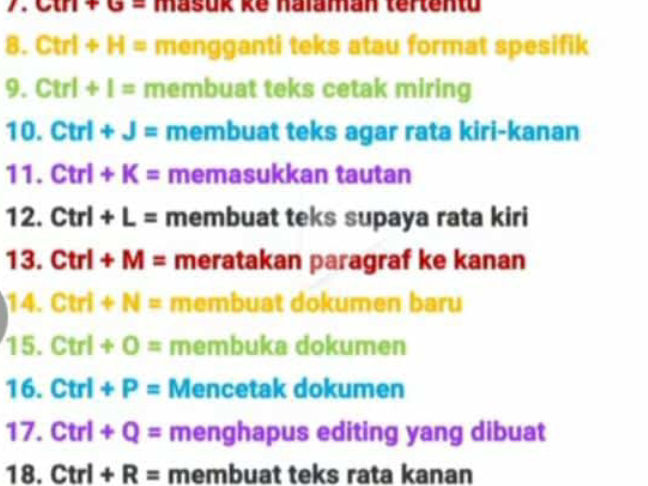 7. Ctrl + G = masuk ke halaman tertentu 8. | StudyX