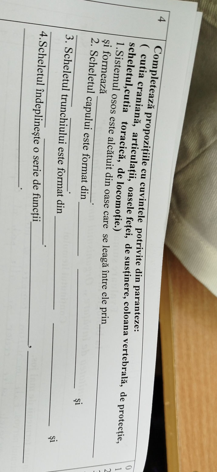 Completează propozițiile cu cuvintele | StudyX