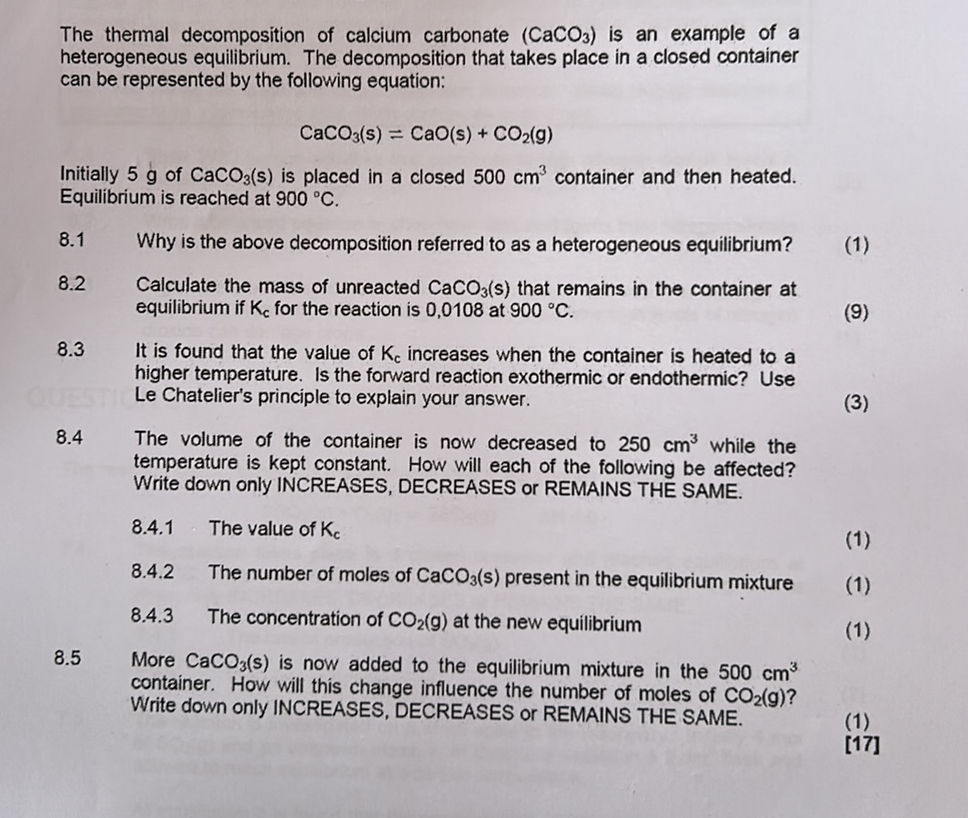 The thermal decomposition of calcium | StudyX