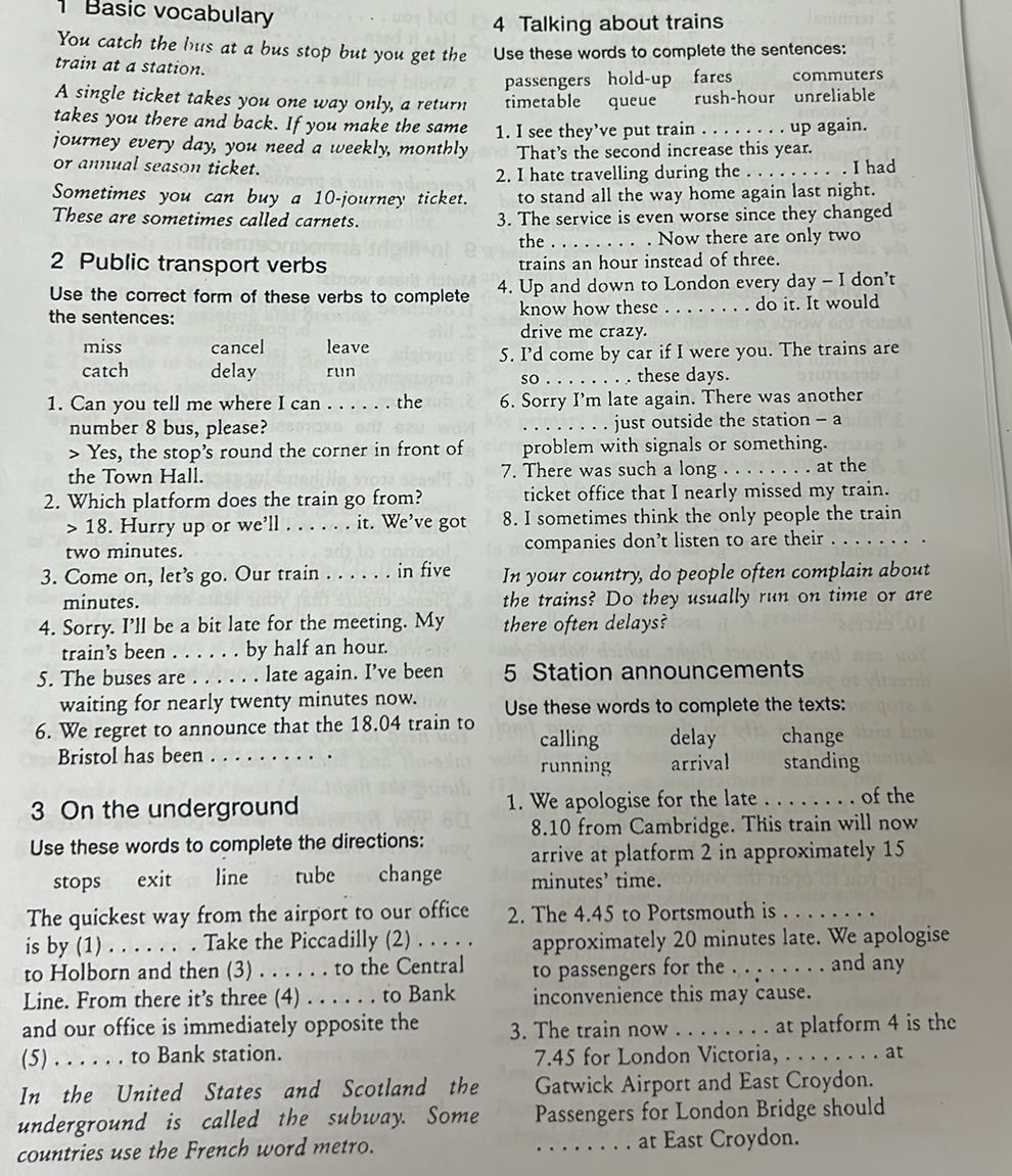 2 Public transport verbs Use the correct | StudyX