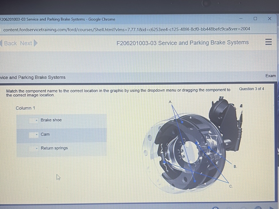 Match the component name to the correct | StudyX