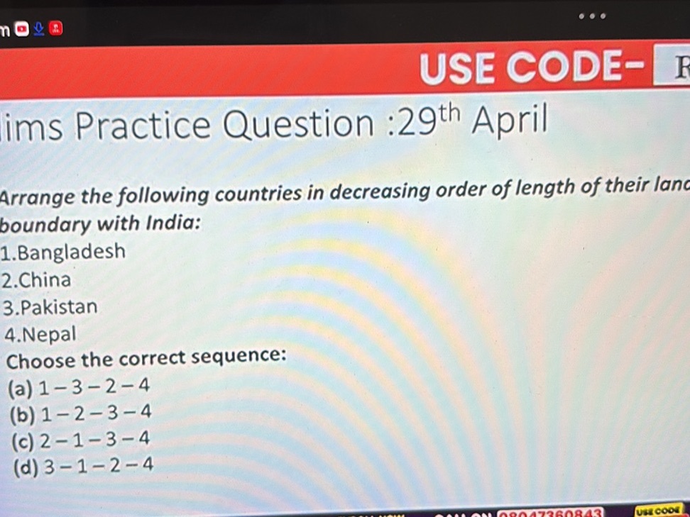 Arrange the following countries in | StudyX