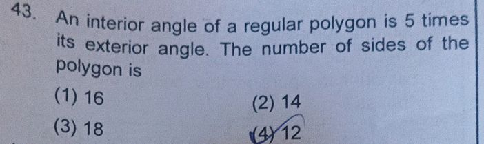 43. An interior angle of a regular polygon | StudyX