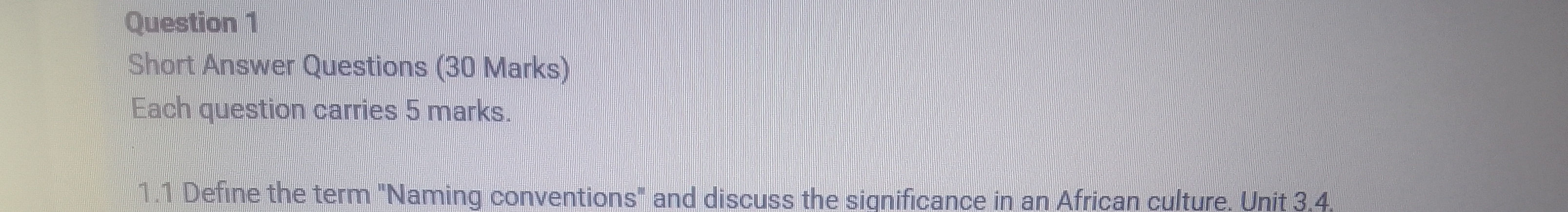 Question 1 Short Answer Questions (30 Marks) | StudyX