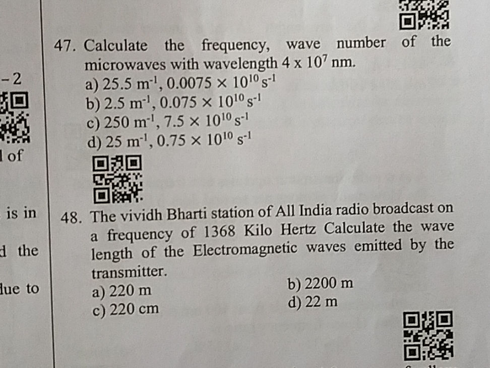 47. Calculate the frequency, wave number of | StudyX