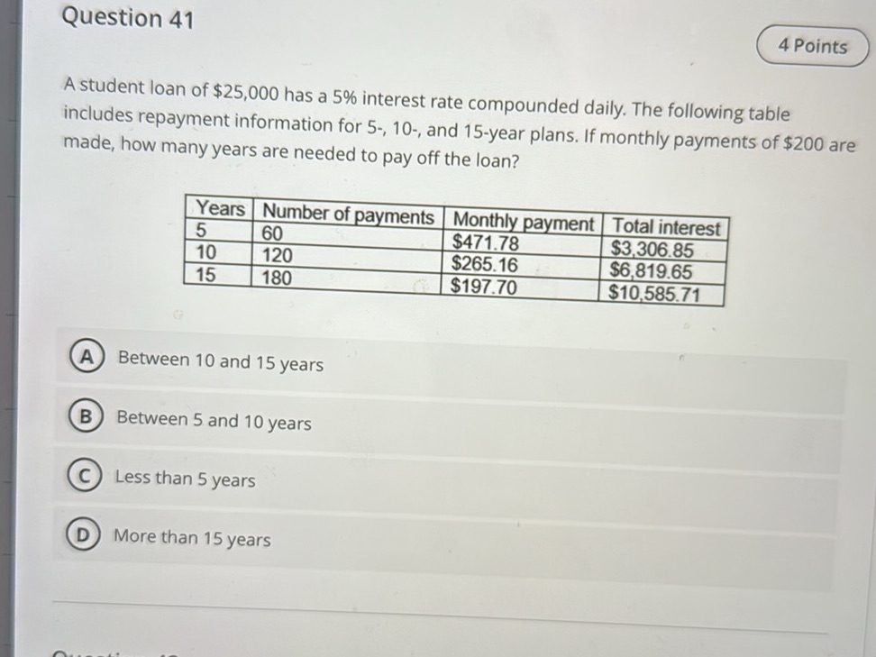 A student loan of $25,000 has a 5% interest