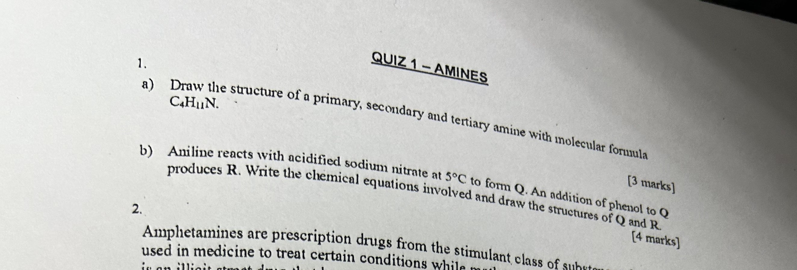 a) Draw the structure of a primary,
