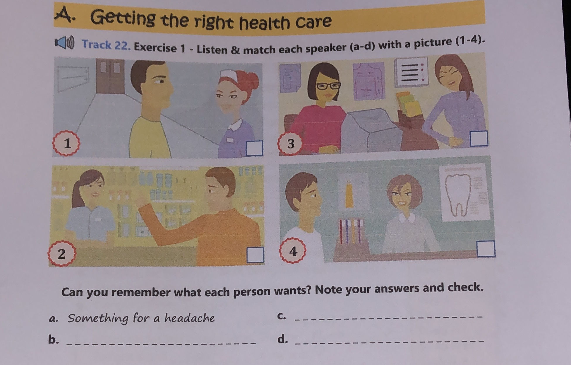 Exercise 1 - Listen match each speaker | StudyX