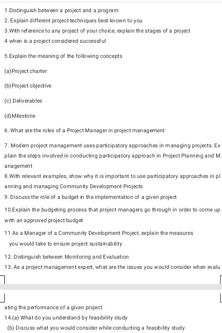 1. Distinguish between a project and a | StudyX