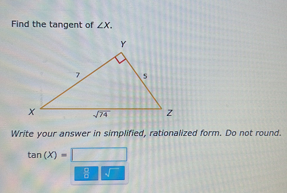 Find the tangent of $ X$. Write your | StudyX