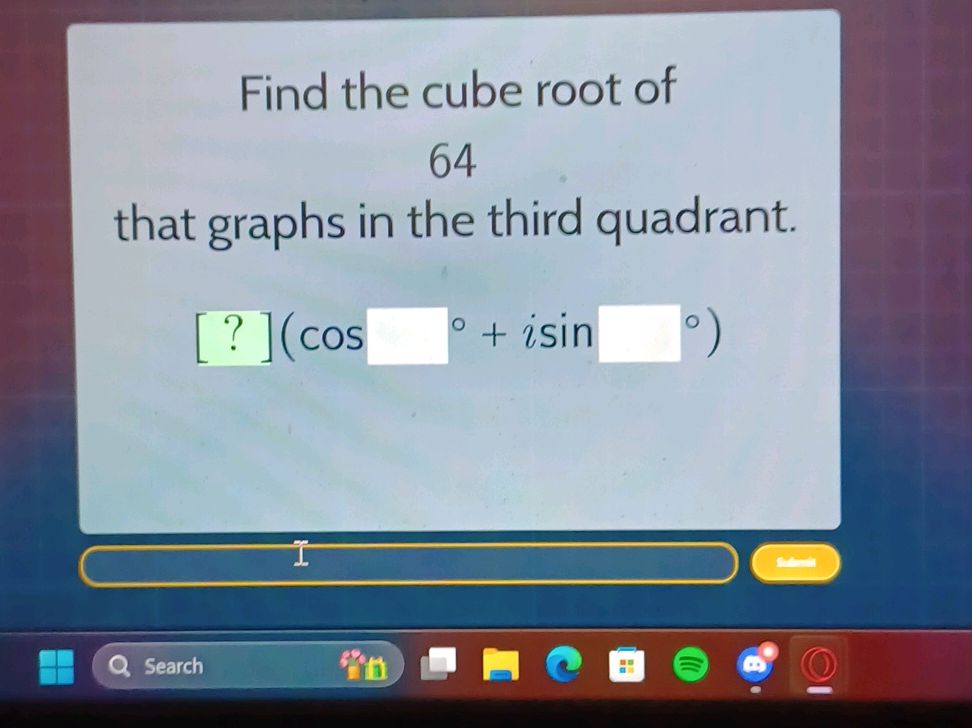 Find the cube root of 64 that graphs in the | StudyX