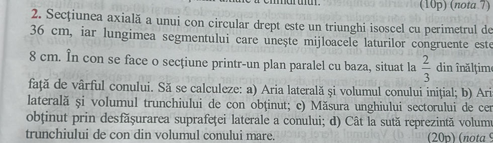 2. Secțiunea axială a unui con circular | StudyX