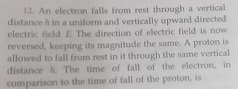 12. An electron falls from rest through a | StudyX
