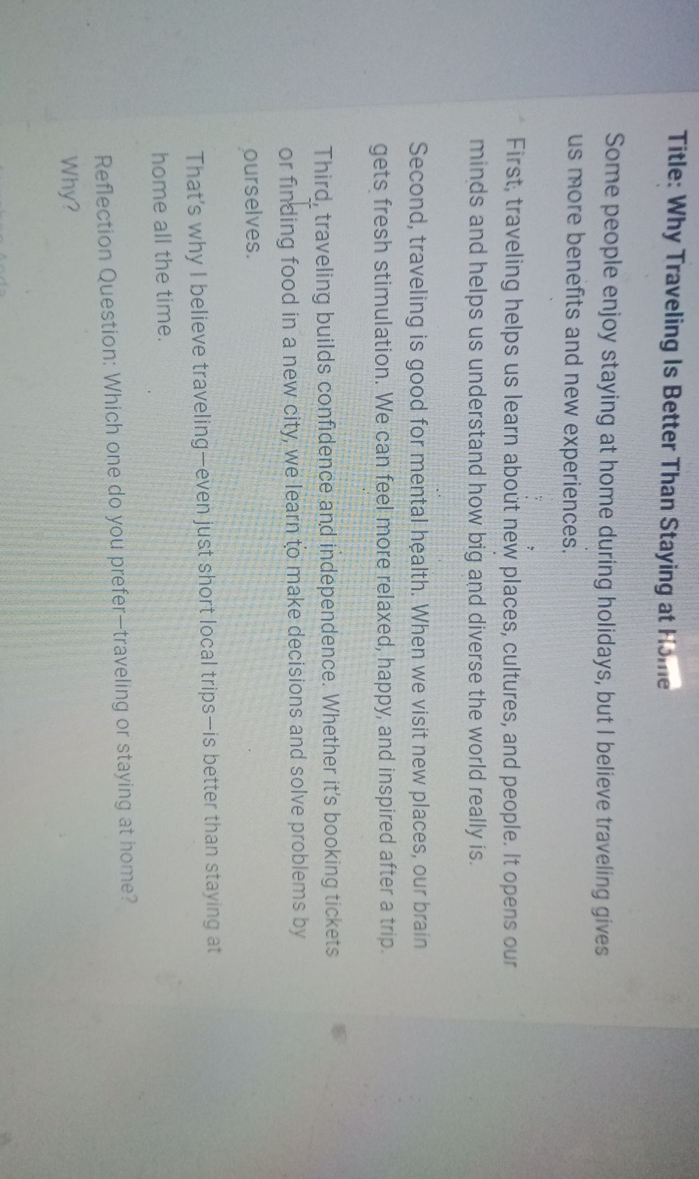 Reflection Question: Which one do you | StudyX