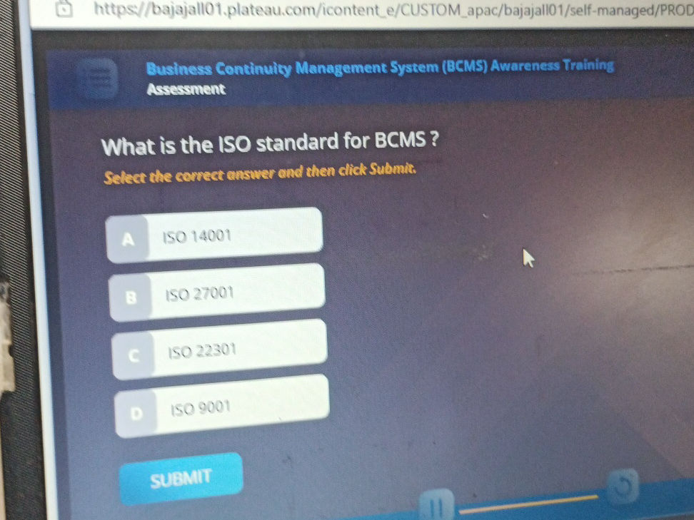 What is the ISO standard for BCMS? Select | StudyX