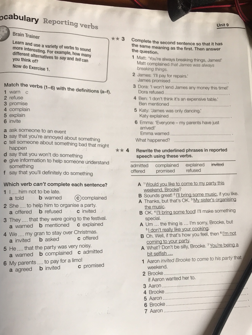 Match the verbs (1-6) with the definitions | StudyX