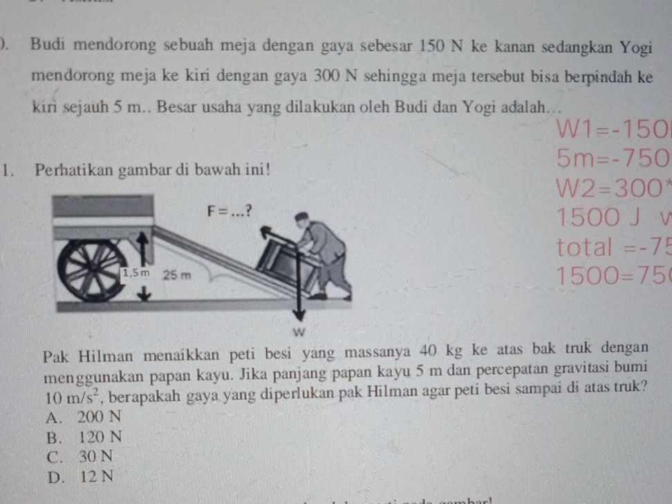 Budi mendorong sebuah meja dengan gaya | StudyX