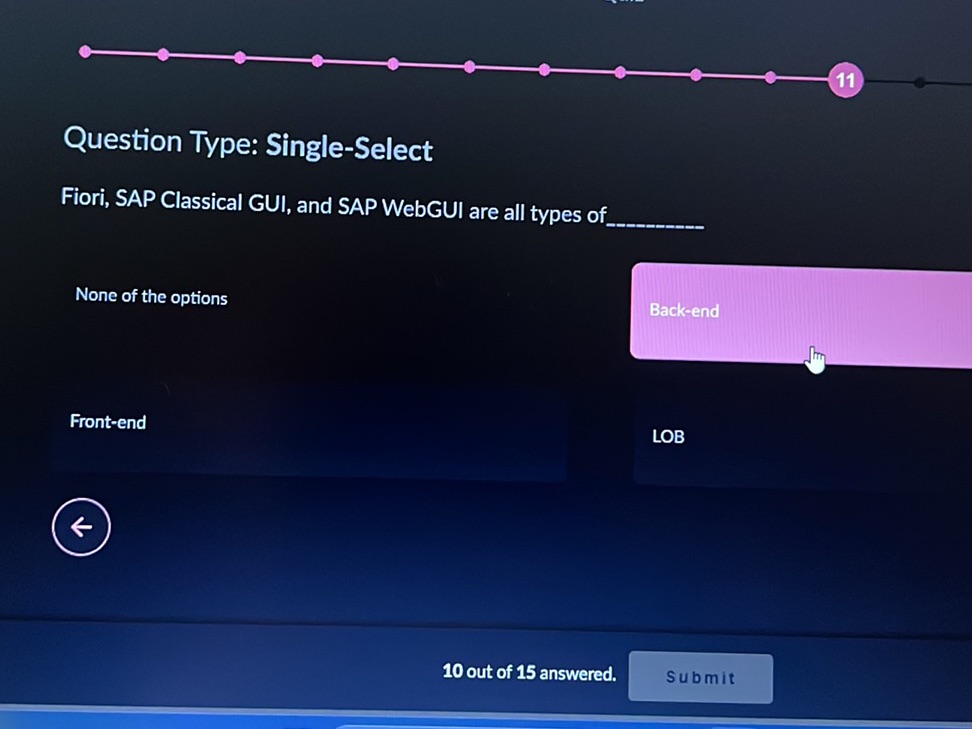 Question Type: Single-Select Fiori, SAP | StudyX