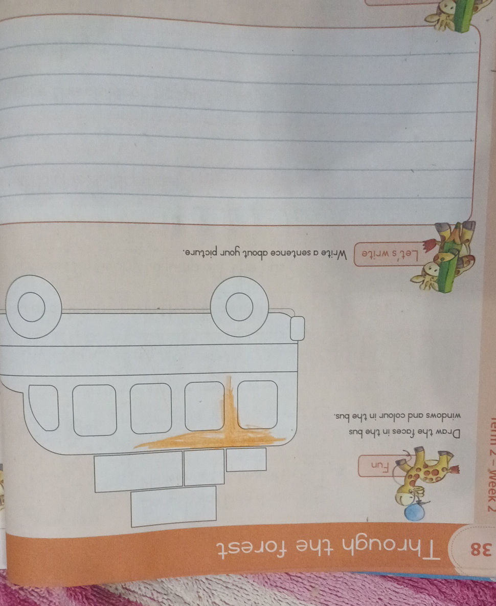 Draw the faces in the bus windows and colour | StudyX