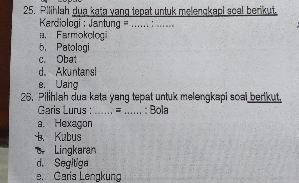 25. Pilihlah dua kata yang tepat untuk | StudyX