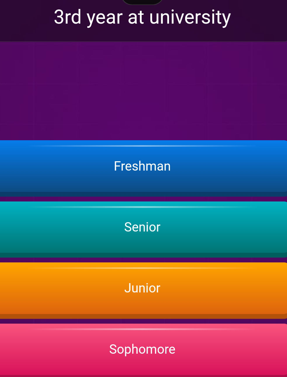 3rd year at university Freshman Senior