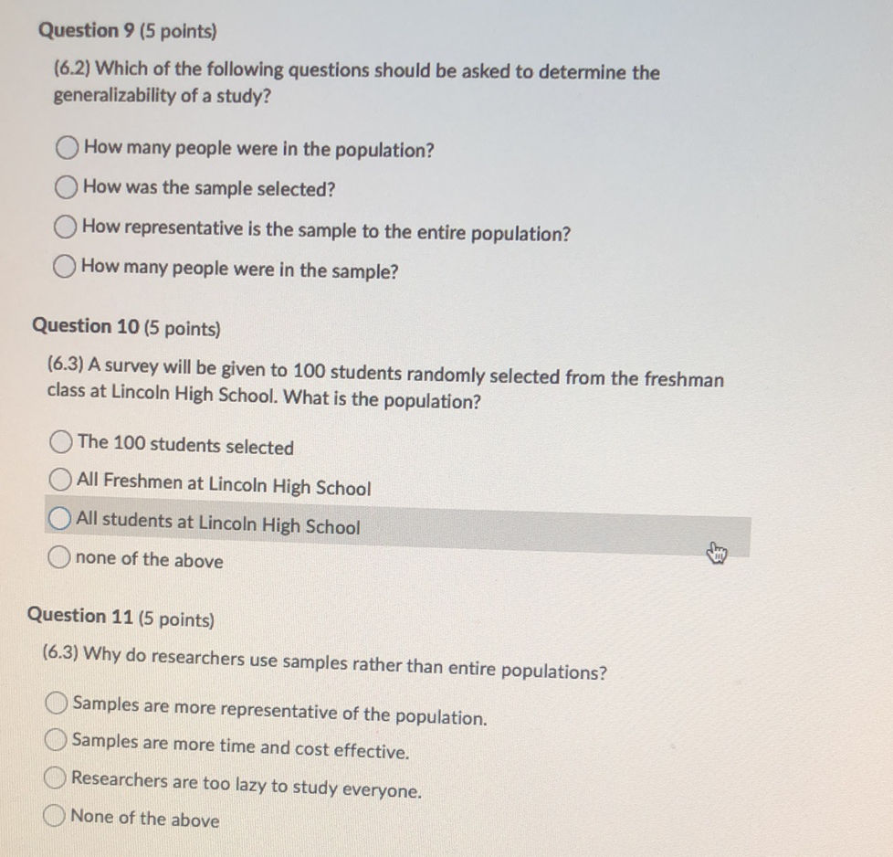 Question 9 (5 points) (6.2) Which of the | StudyX