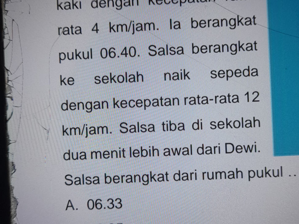 kaki dengan kecepatan rata 4 km/jam. Ia | StudyX