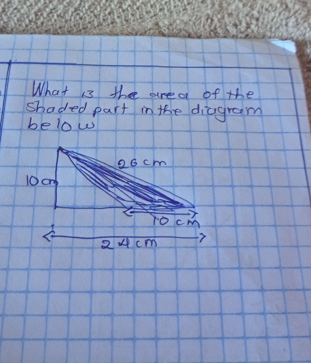 What is the area of the shaded part in the | StudyX