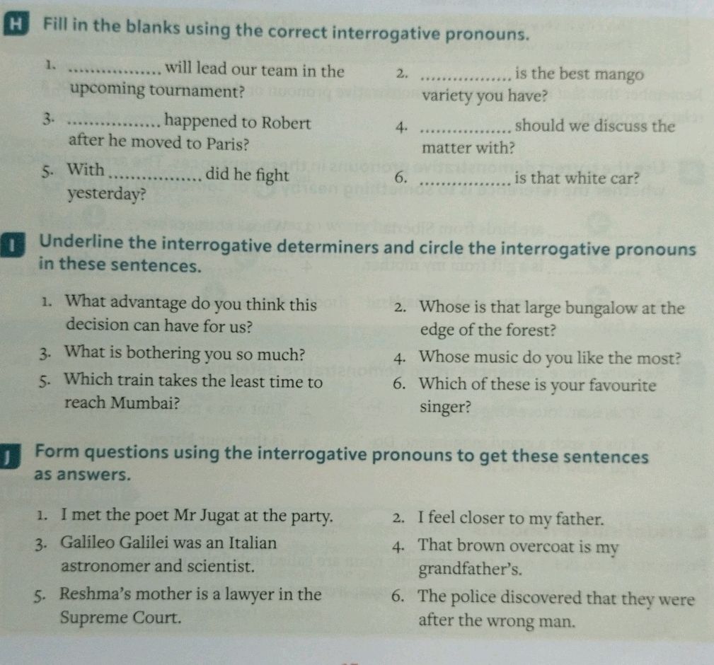 H Fill in the blanks using the correct | StudyX