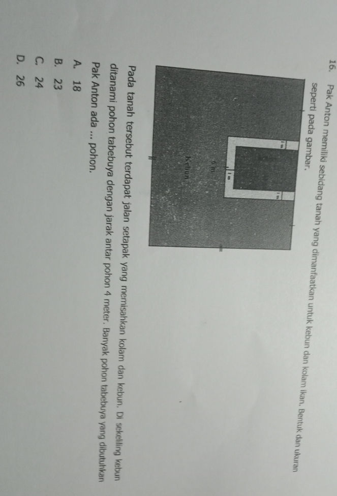 16. Pak Anton memiliki sebidang tanah yang | StudyX