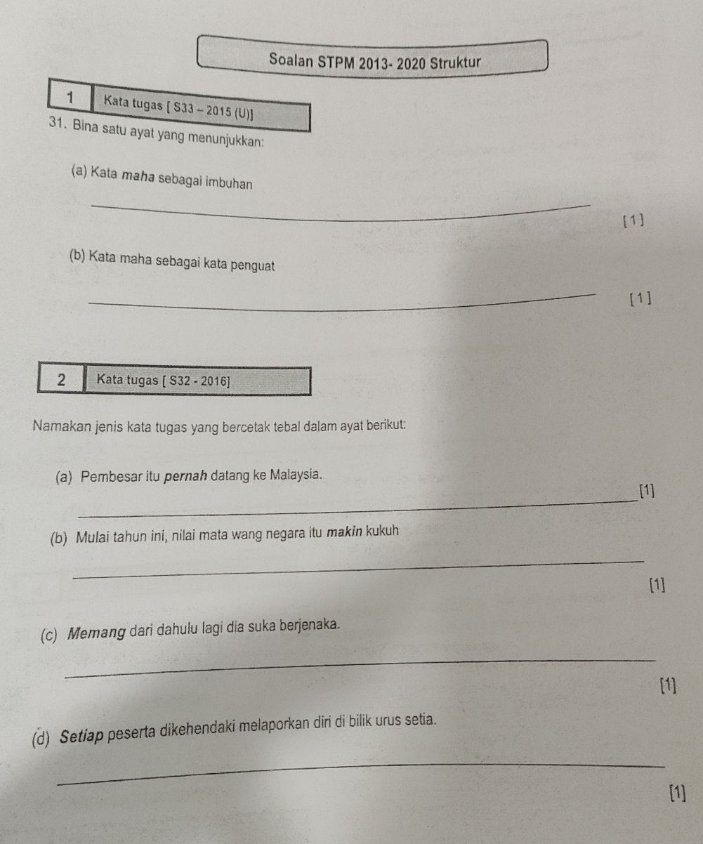 31. Bina satu ayat yang menunjukkan: (a) | StudyX