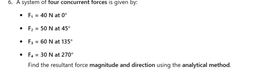 6. A system of four concurrent forces is | StudyX