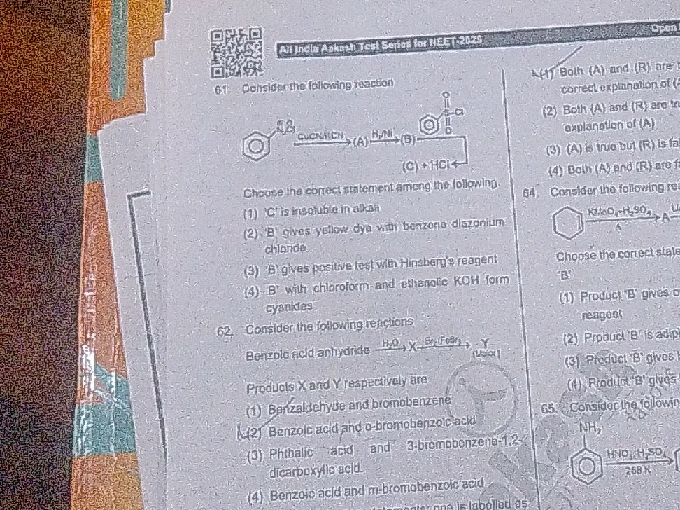 61. Consider the following reaction ``` | StudyX