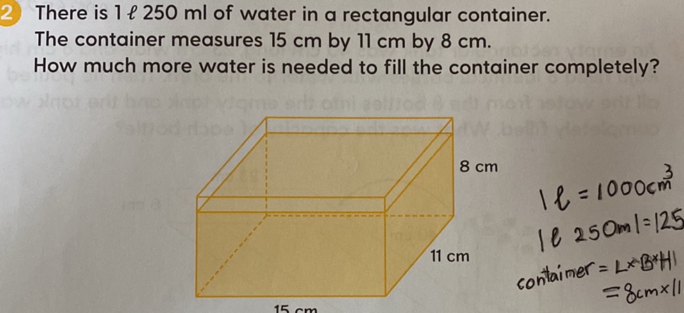 There is 1 l 250 ml of water in a | StudyX