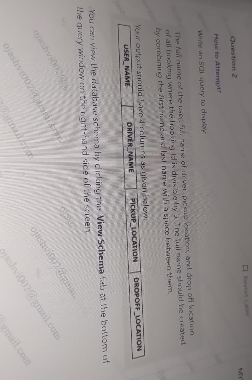 Write an SQL query to display: The full | StudyX
