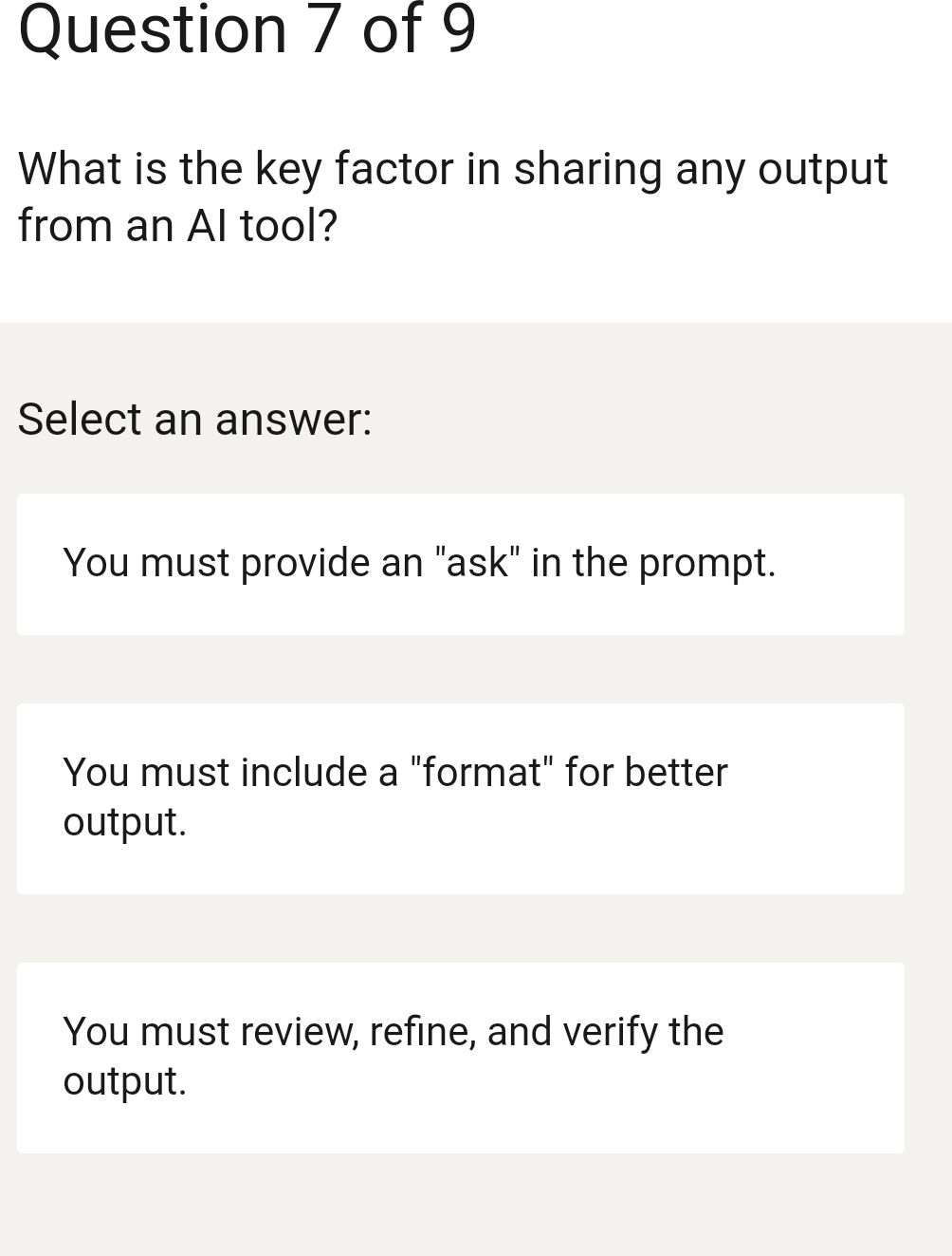 What is the key factor in sharing any output | StudyX