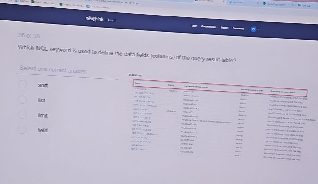 26 of 35 Which NQL keyword is used to define | StudyX
