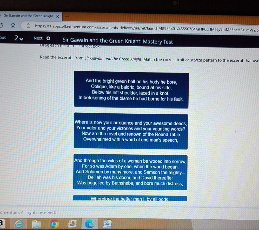 Read the excerpts from Sir Gawain and the | StudyX