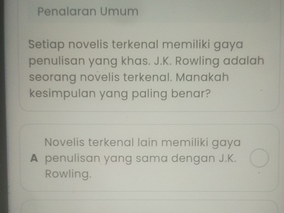 Setiap novelis terkenal memiliki gaya | StudyX