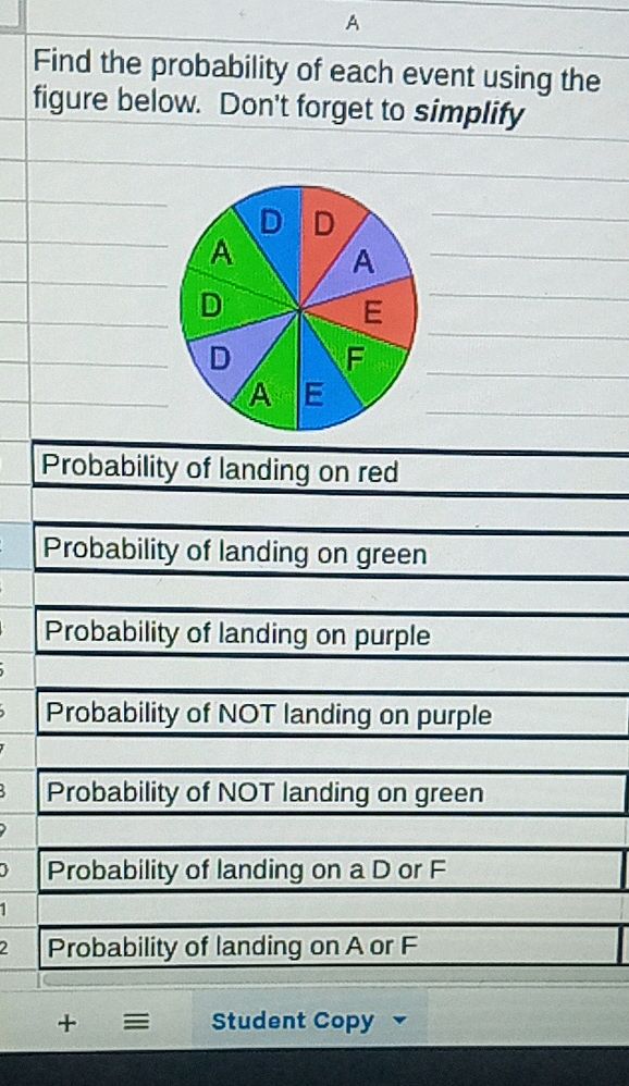 Find the probability of each event using the | StudyX